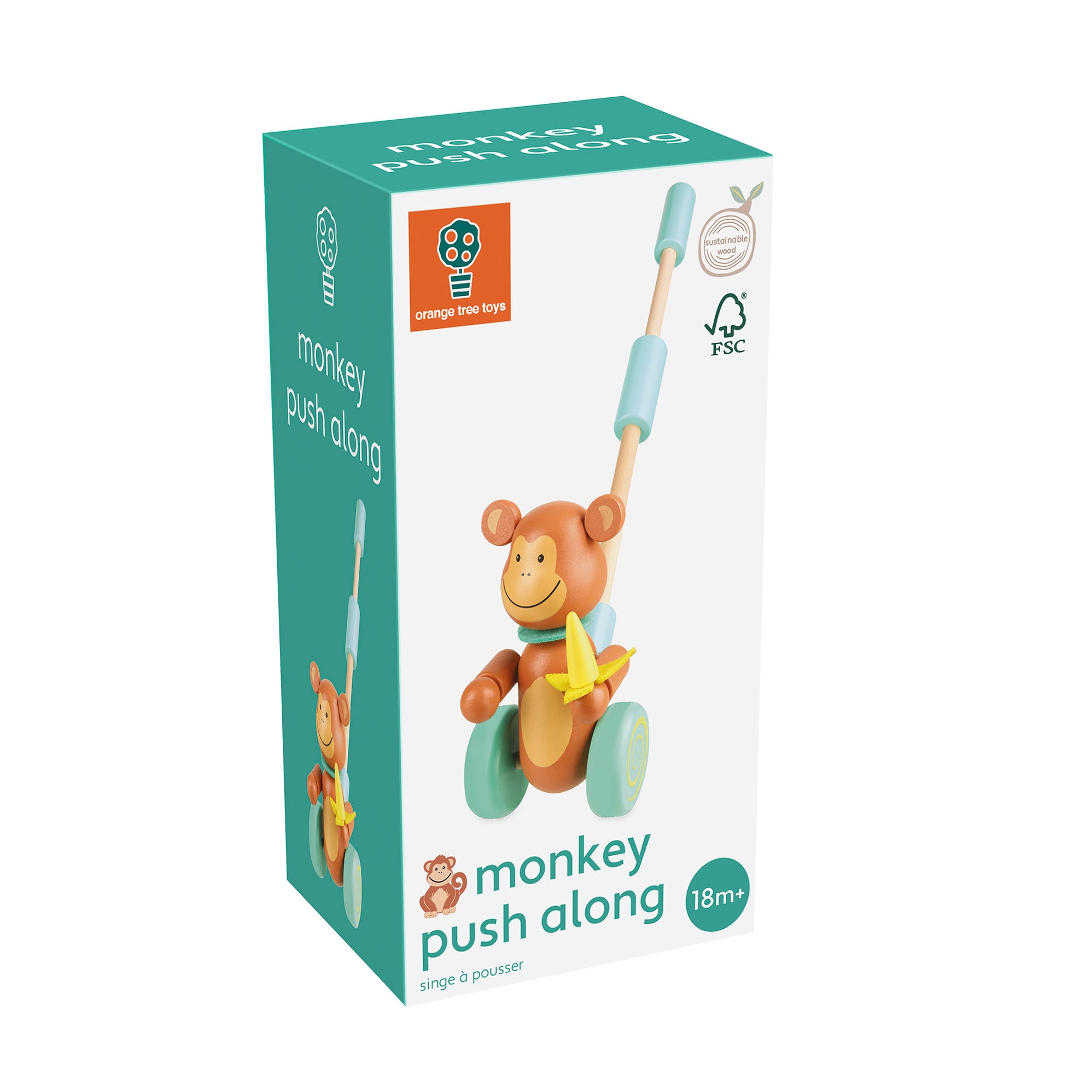 NEW Monkey Boxed Push Along– Orange Tree Toys
