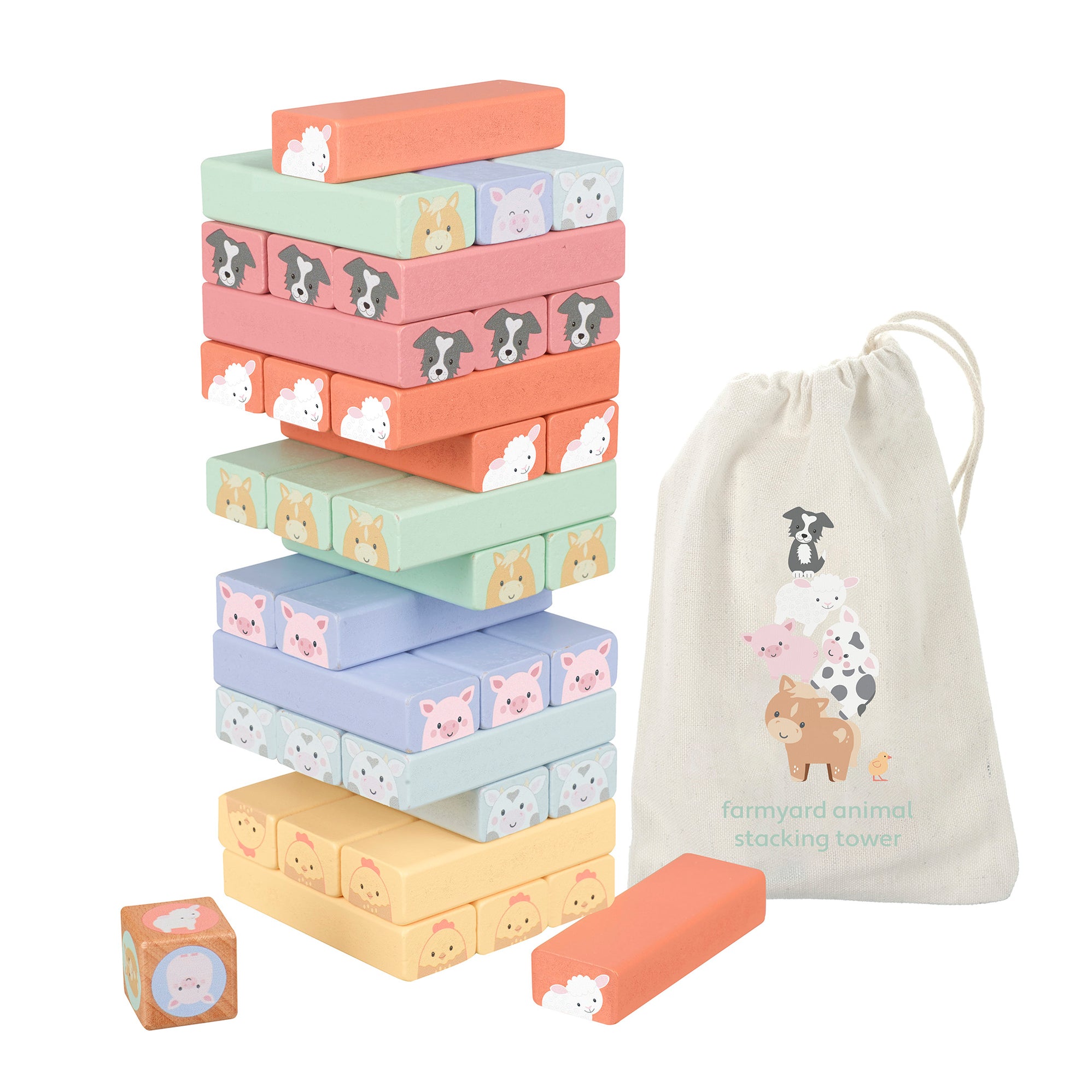 Farmyard Animal Tumbling Tower– Orange Tree Toys