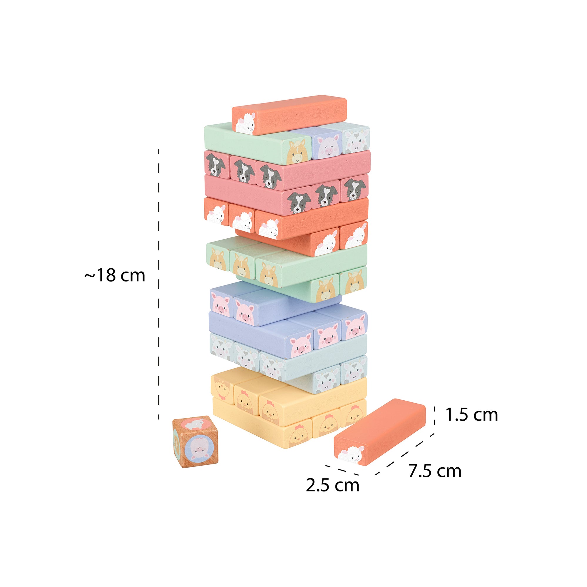 Farmyard Animal Tumbling Tower– Orange Tree Toys