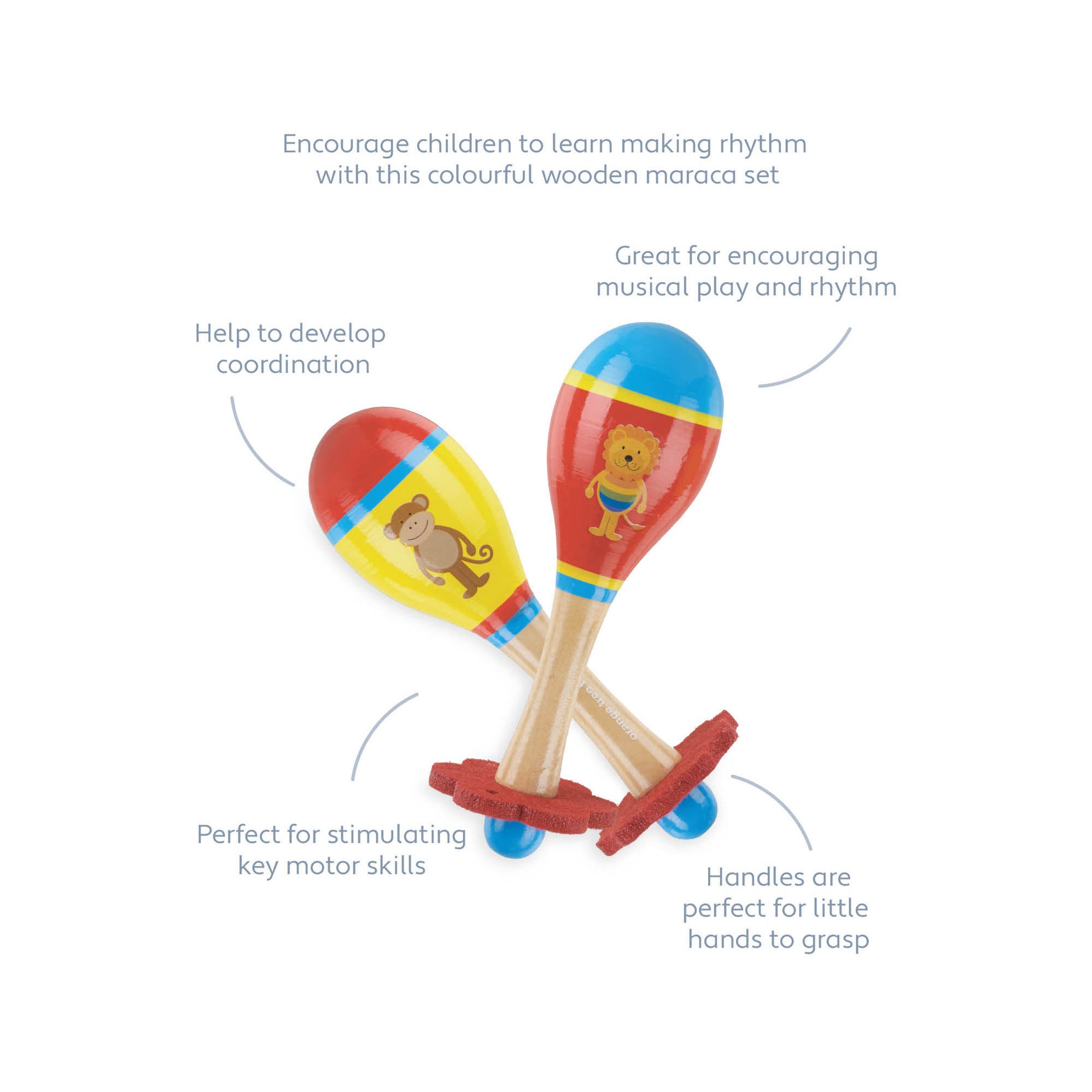 Lion & Monkey Maraca Set– Orange Tree Toys