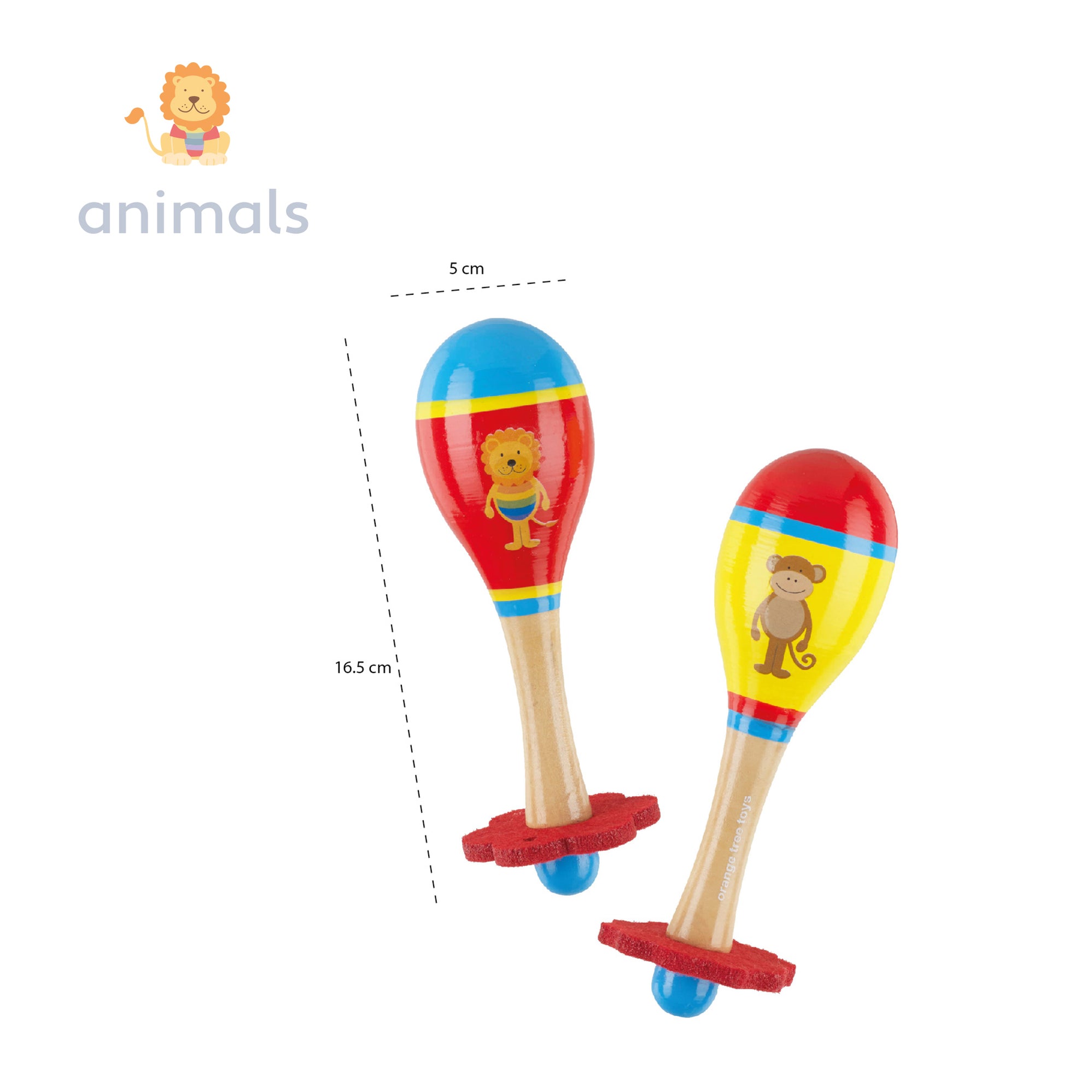 Lion & Monkey Maraca Set– Orange Tree Toys