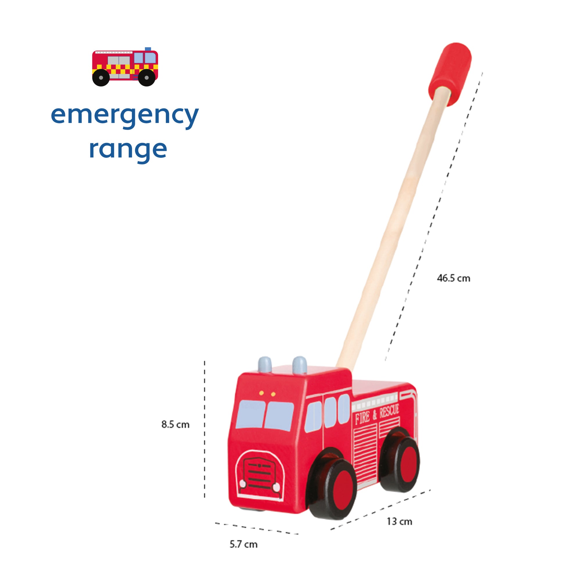 Vintage Fire Engine Push Along– Orange Tree Toys
