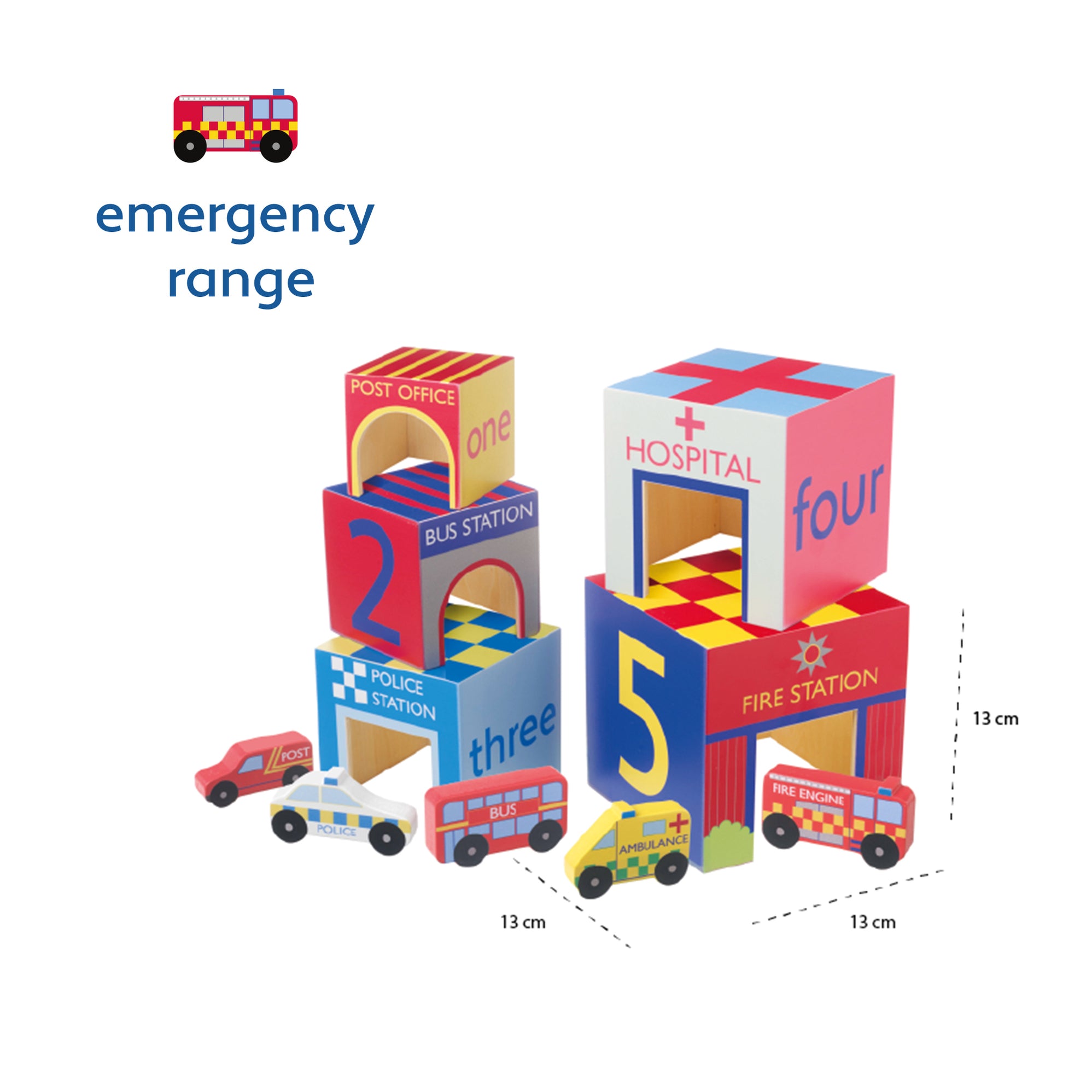 Emergency Services Wooden Stacking Cubes– Orange Tree Toys