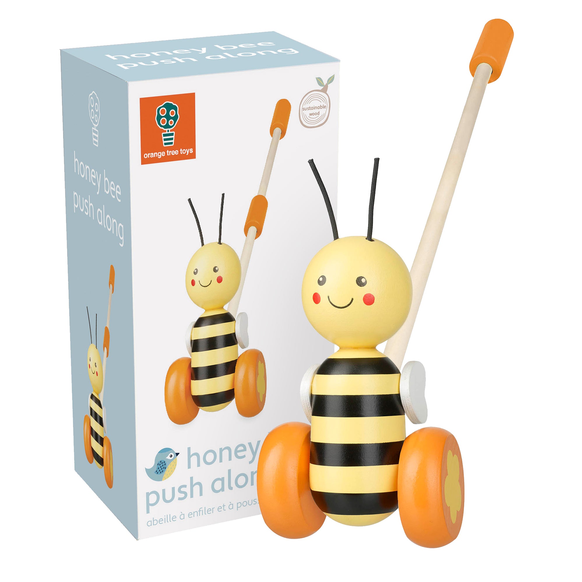 Boxed Push Along Honey Bee– Orange Tree Toys