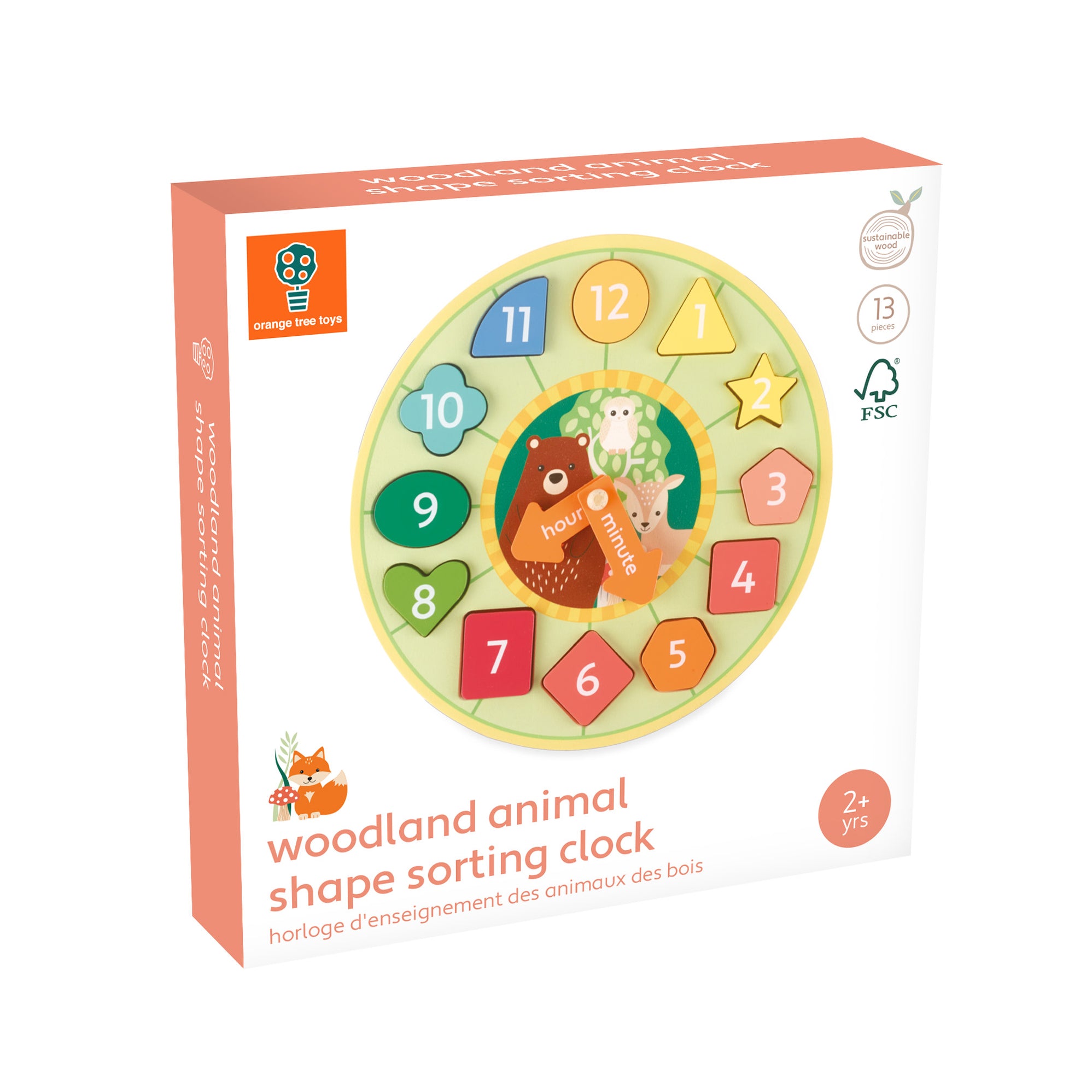 Woodland Shape Sorting Clock– Orange Tree Toys