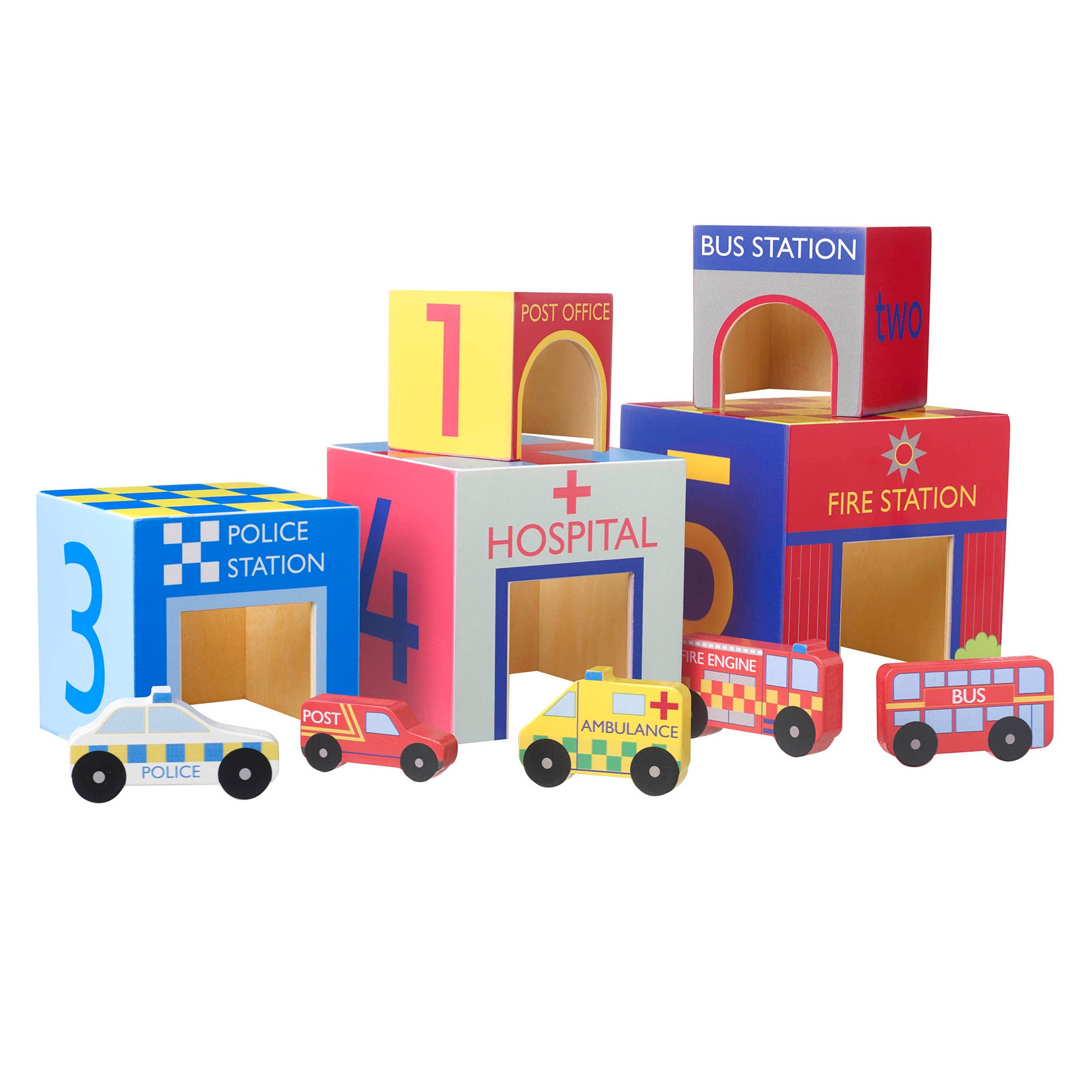 Emergency Services Wooden Stacking Cubes– Orange Tree Toys
